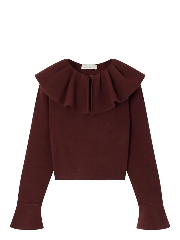 LIBEROWE Gia Cropped Wool Sweater - Burgundy