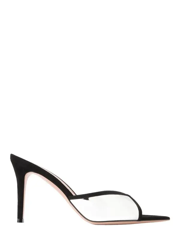 GIANVITO ROSSI 85 Suede-trimmed Mirrored-leather Mules - Black