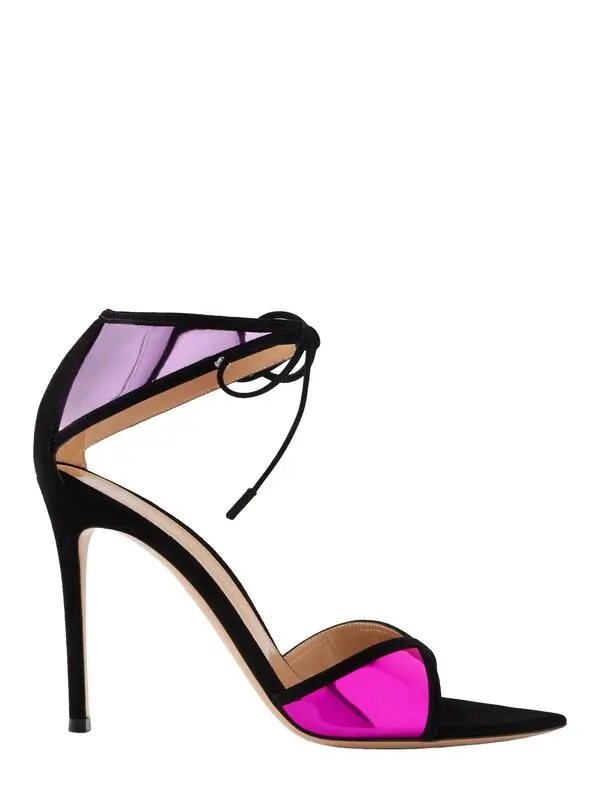 GIANVITO ROSSI 105 Suede-trimmed Mirrored-leather Sandals - Pink