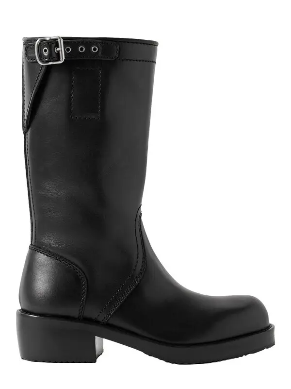 Dries Van Noten Buckled Leather Mid-calf Boots - Black