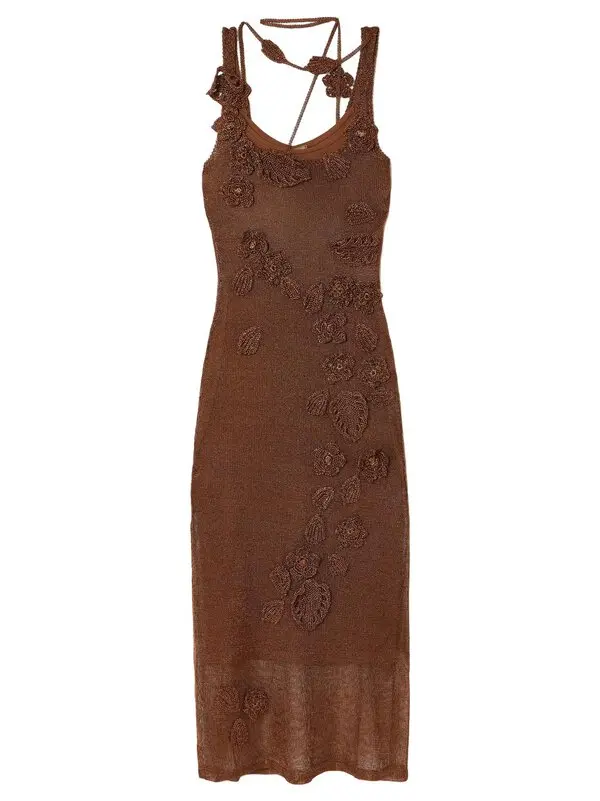 Cult Gaia Pemma Appliquéd Knitted Midi Dress - Brown