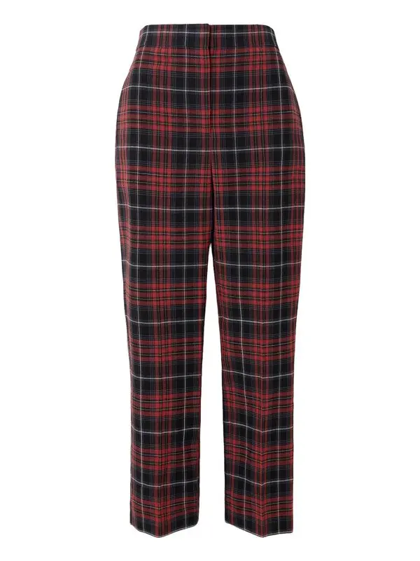 Burberry Checked Woven Skinny Pants - Red