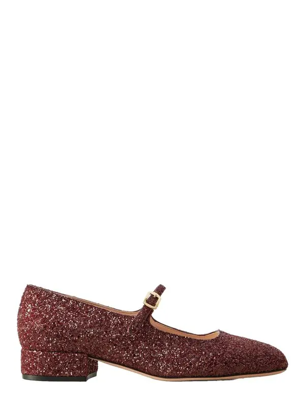 Bally Belkys Glitter Leather Mary Jane Pumps - Red