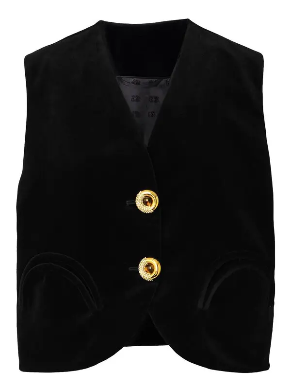 BLAZÉ MILANO Jealousy Gliss Cotton-velvet Vest - Black