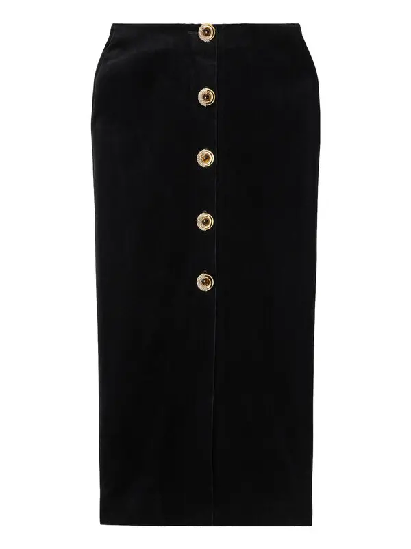 BLAZÉ MILANO Jealousy Sussex Cotton-velvet Maxi Skirt - Black