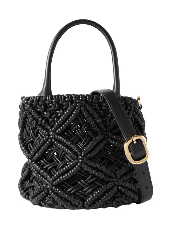 AMANU The Zanzibar Woven Leather Bucket Bag - Black