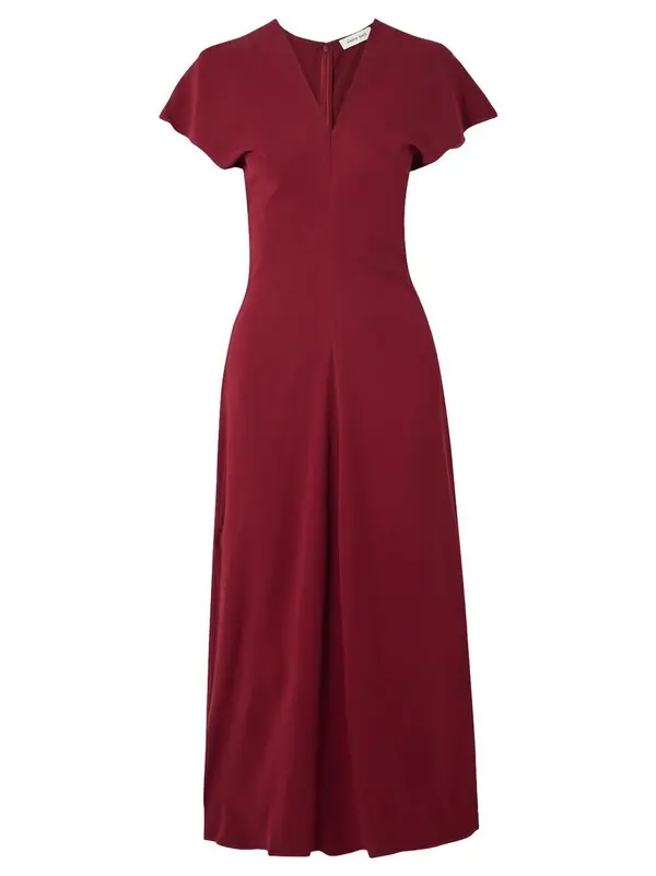 ANINE BING Zadig Gathered Crepe Maxi Dress - Burgundy