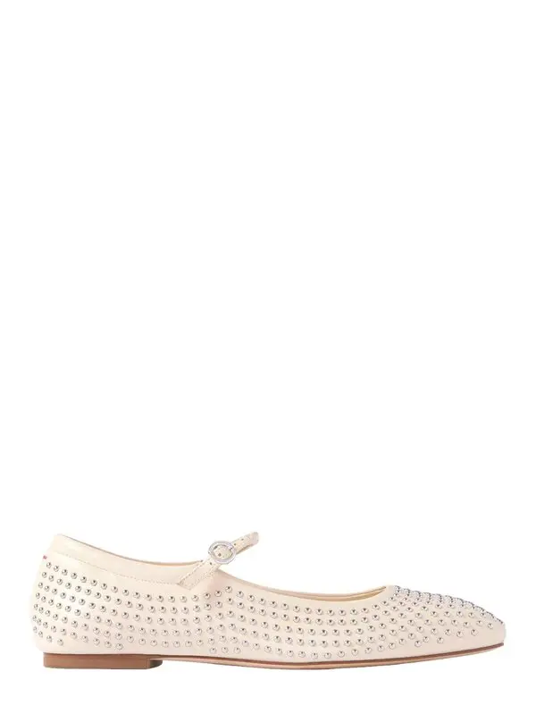 AeydĒ Uma Studded Leather Mary Jane Ballet Flats - Neutrals