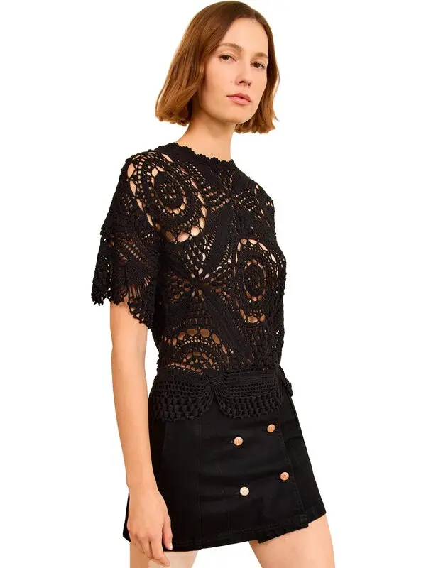 Ulla Johnson Maddalena Hand-crochet Top - Noir