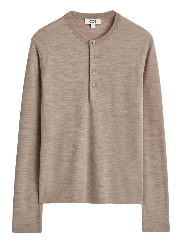 Cos Wool-blend Henley Top - Beige