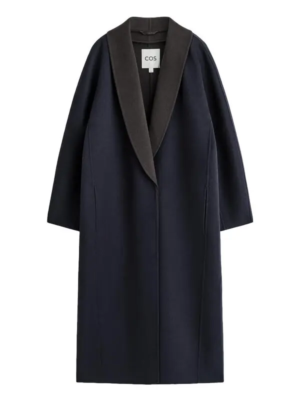 Cos Double-faced Wool Shawl-collar Coat - Navy