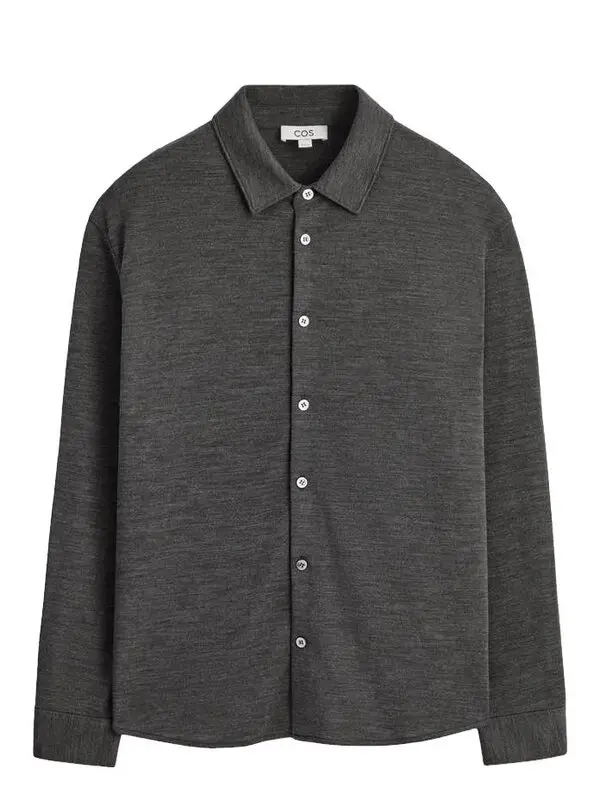 Cos Wool-blend Jersey Shirt - Dark Grey