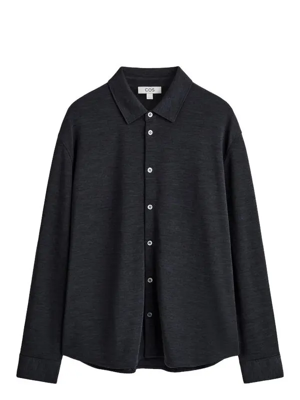 Cos Wool-blend Jersey Shirt - Navy