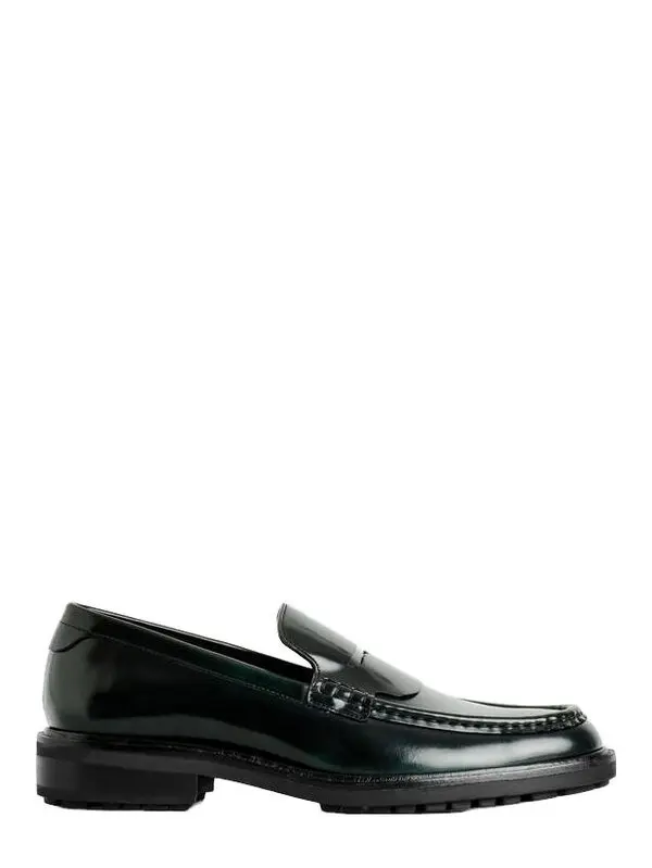 Cos Rubbed-leather Loafers - Green