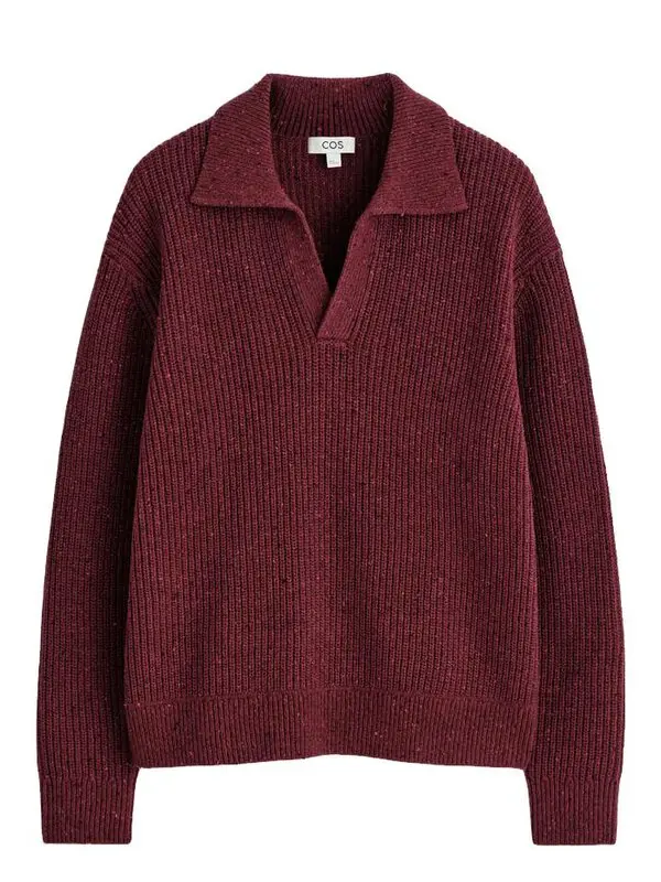Cos Donegal-effect Wool Polo Sweater - Red