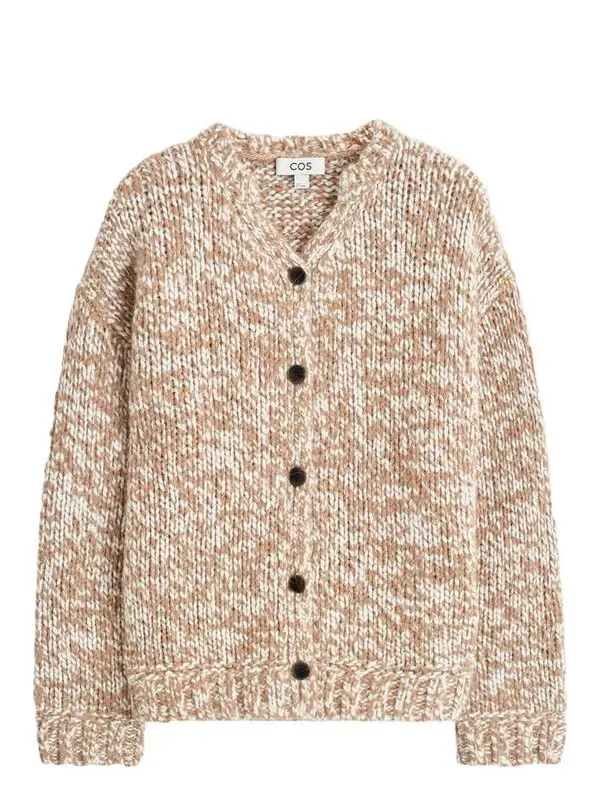 Cos Flecked Chunky Wool-alpaca Cardigan - Brown