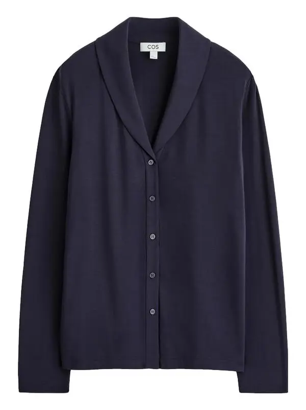 Cos Shawl-collar Jersey Cardigan - Navy
