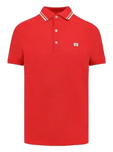 Valentino Garavani Vlogo Embroide Shortsleeved Polo Shirt - Red