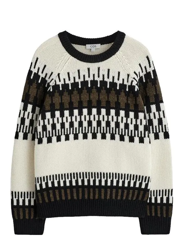 Cos Fair Isle Wool-cashmere Jumper - White