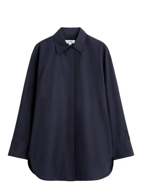 Cos Tailored Cotton Shirt - Navy