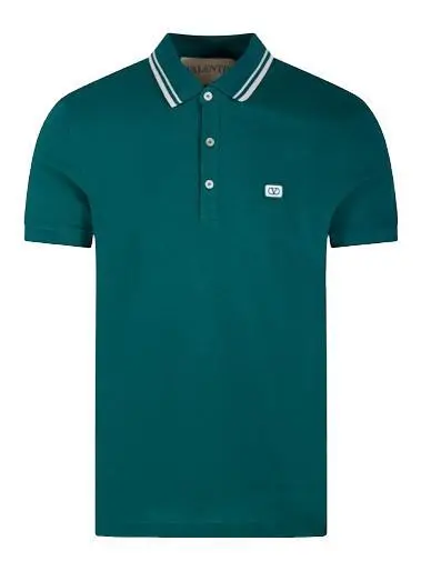 Valentino Garavani Vlogo Embroidered Shortsleeved Polo Shirt - Green