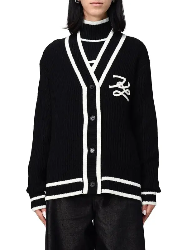 Karl Lagerfeld Contrast Trim Cardigan - Black