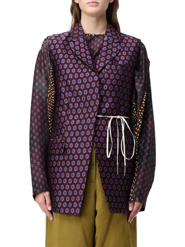 Dries Van Noten Printed Blazer - Burgundy