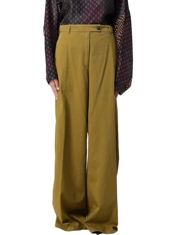 Dries Van Noten Wide Leg Trousers - Kaki
