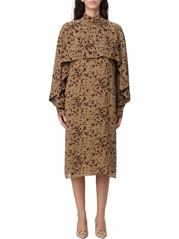 FERRAGAMO Printed Midi Dress - Camel