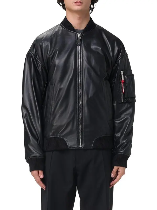 Dsquared2 Leather Bomber Jacket - Black