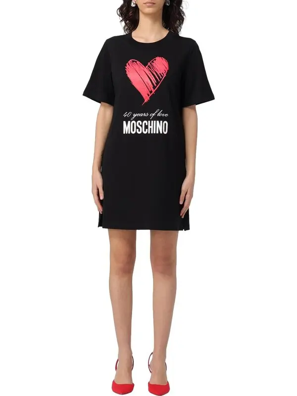 Moschino T-shirt Dress With Heart Graphic - Black
