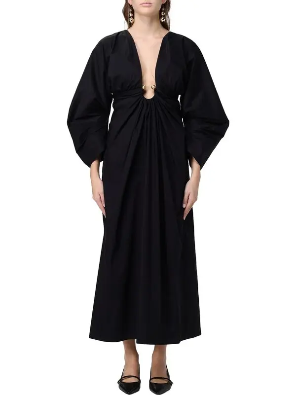 Cult Gaia Maxi Dress With Plunge Neckline And Open Back - Black