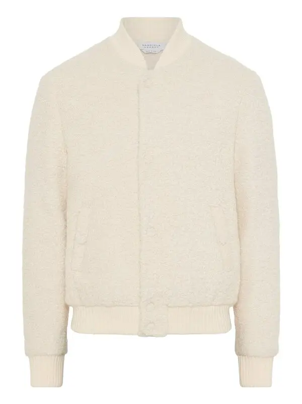 Gabriela Hearst Brandon Bomber In Recycled Cashmere Boucle - Ivory