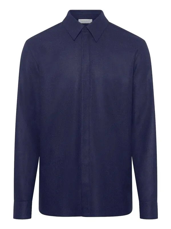 Gabriela Hearst Abbe Shirt In Wool Cashmere Flannel - Navy