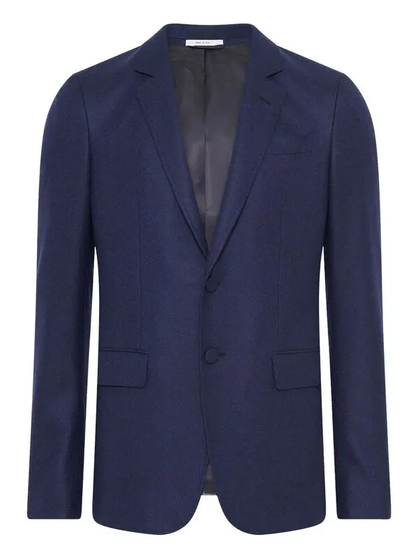 Gabriela Hearst Irving Tailored Jacket In Wool Cashmere Flannel - Navy