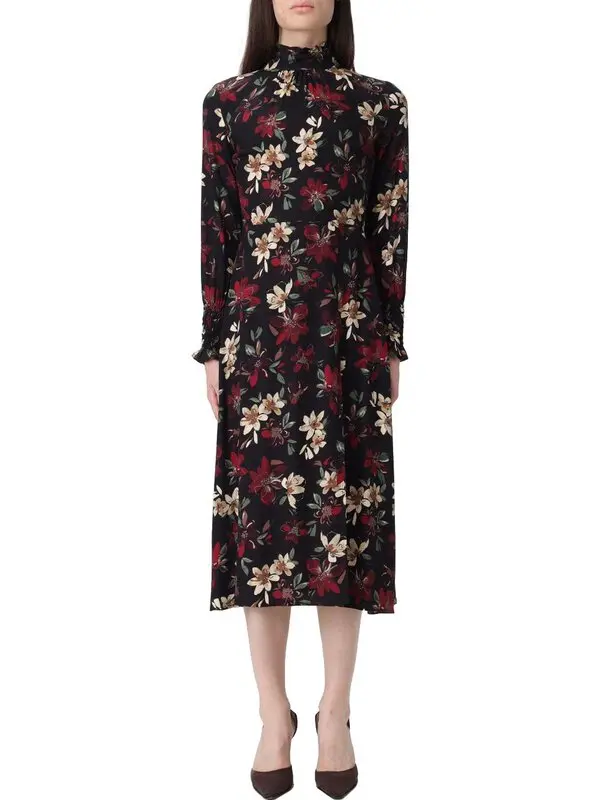 MAR DE MARGARITAS Floral Print Midi Dress - Black