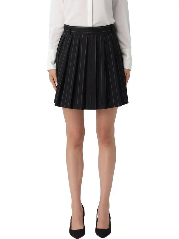 MAR DE MARGARITAS Striped Pleated Skirt - Black