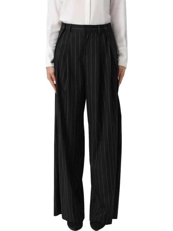 MAR DE MARGARITAS Striped Wide Leg Trousers - Black