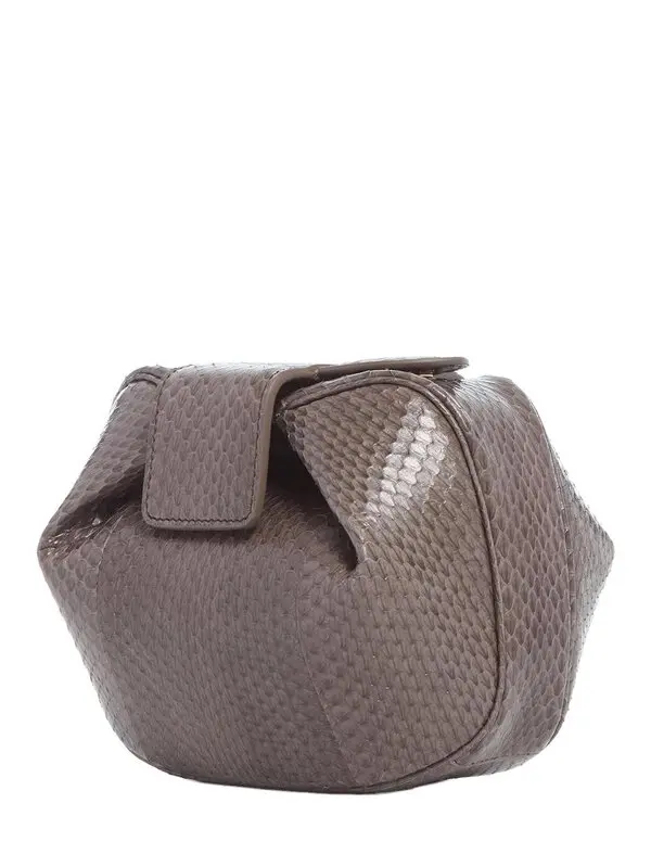 Gabriela Hearst Soft Demi Snakeskin Clutch - Charcoal