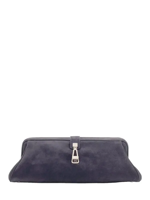 Gabriela Hearst Paola Suede Baguette Clutch - Dark Grey