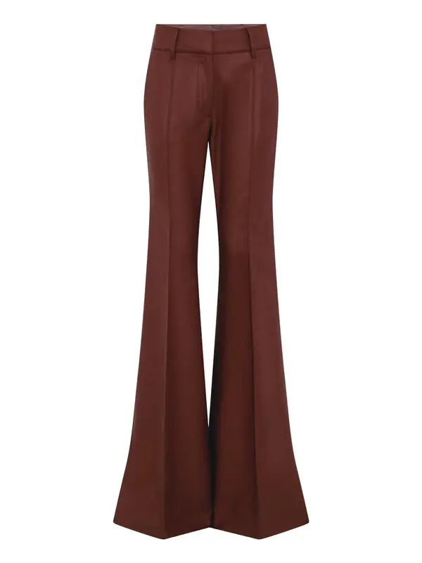 Gabriela Hearst Rhein Wool Cashmere Flannel Flare Pant - Burnt Sienna