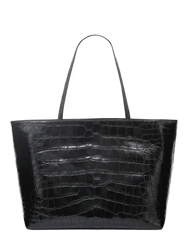 Gabriela Hearst Croco Tote Bag In Crocodile Leather - Black