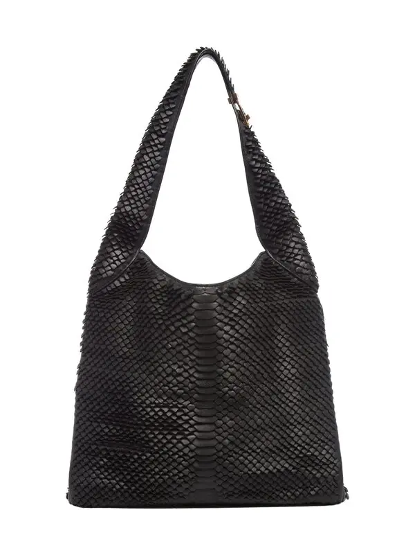 Gabriela Hearst Large Hobo Bag In Python-effect Leather - Black