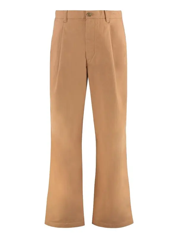Calvin Klein Cotton Twill Wide Leg Pants - Brown