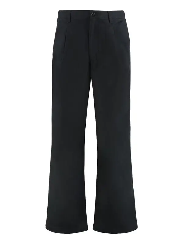 Calvin Klein Cotton Twill Wide Leg Trousers - Black