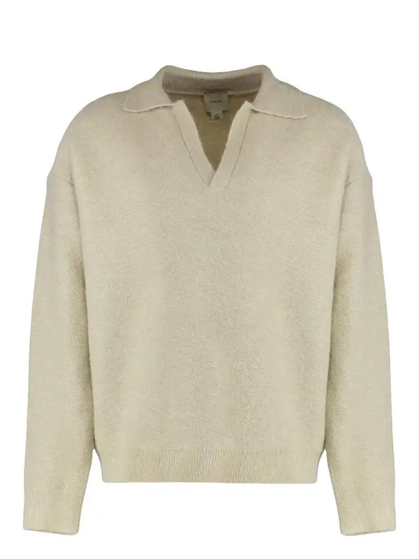 Calvin Klein Pullover Sweater With Johnny Collar - Beige
