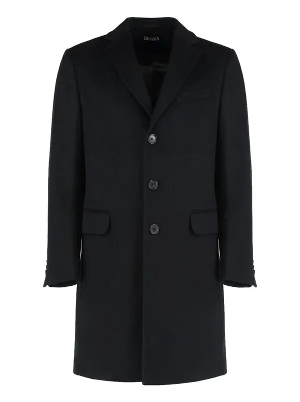 Zegna Coat In Wool Blend - Black
