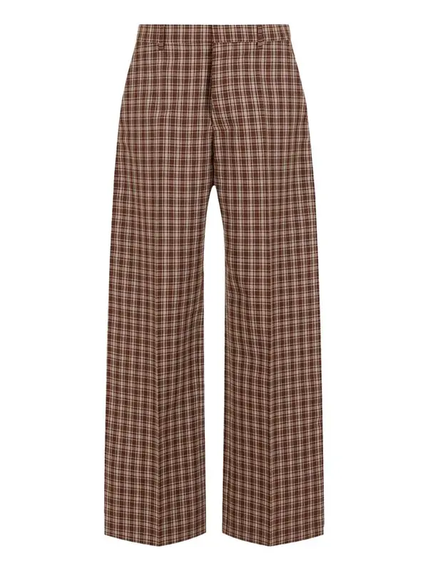 Marni Check Grain De Poudre Wool Trousers - Brown