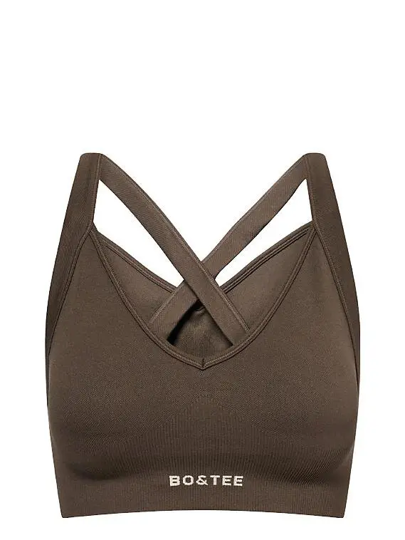 Bo+tee Super Sculpt Seamless Cross-back Sports Bra - Brown