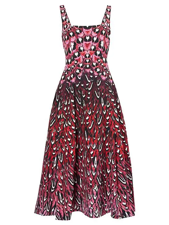 MARY KATRANTZOU Beaux Square-neck Crepe Midi Dress - Fuchsia Feath